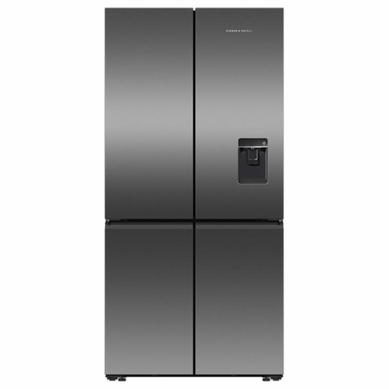 Fisher & Paykel 690L Quad Door Plumbed Refrigerator Black Stainless ...
